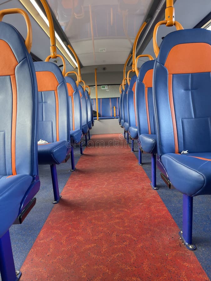 Perspective Shot of an Empty City Bus Seats Stock Photo - Image of ...