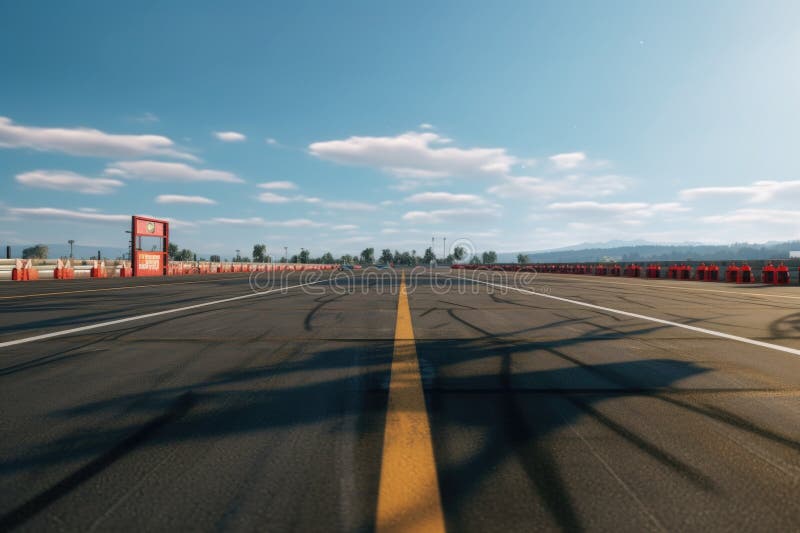 Perspective Shot of Empty Drag Strip from Start Line Stock Illustration ...