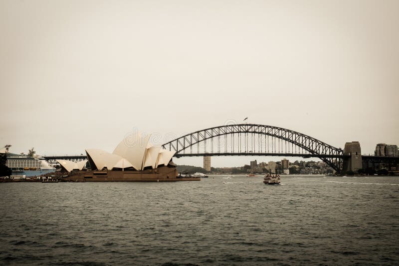 A Perspective Shot of the Harbour Bridge and the Opera House Editorial ...