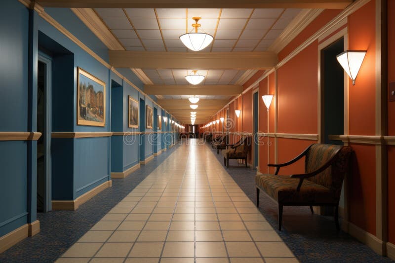 Perspective Shot of a Long Corridor Leading from the Reception Area ...