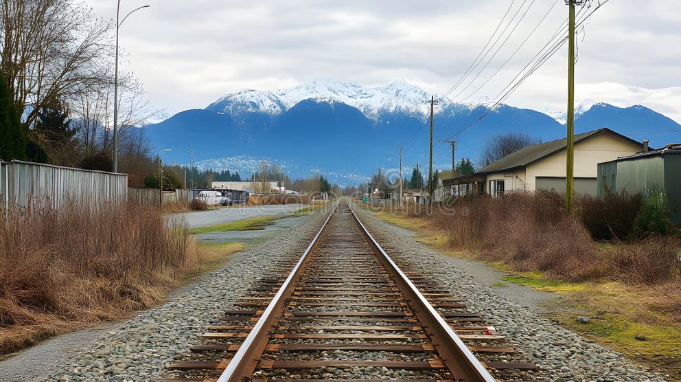 A Perspective Shot of Two Train Tracks Stock Illustration ...