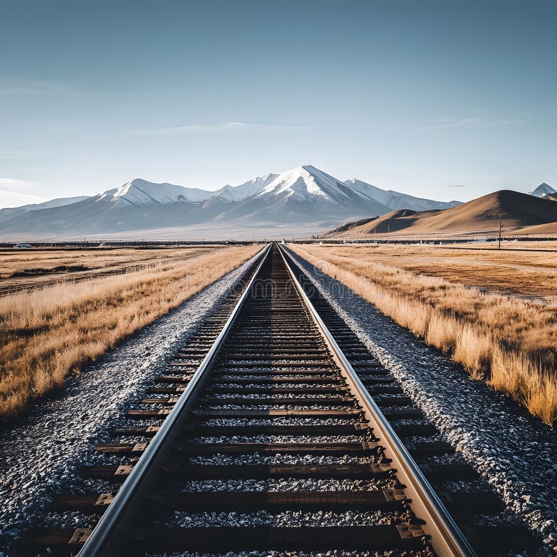 A Perspective Shot of Two Train Tracks Stock Illustration ...