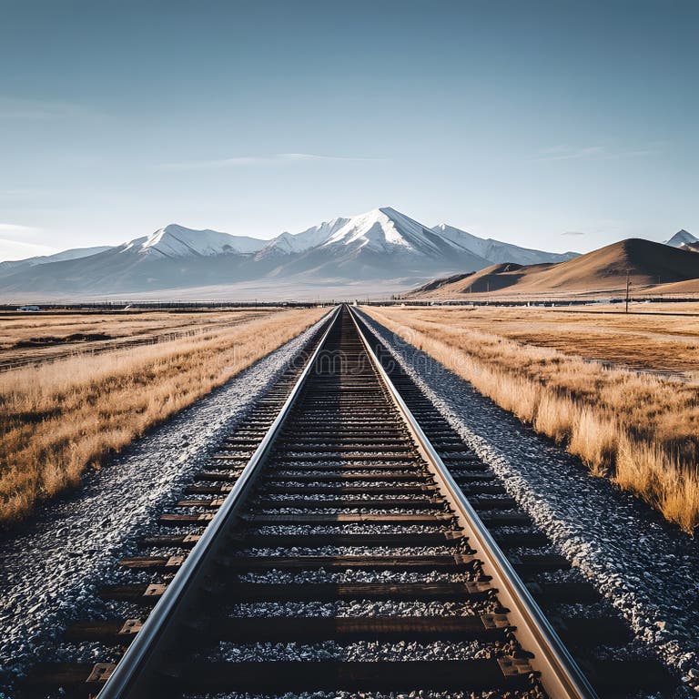 A Perspective Shot of Two Train Tracks Stock Illustration ...