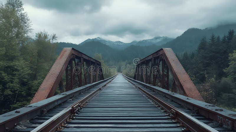 A Perspective Shot of Two Train Tracks Stock Illustration ...