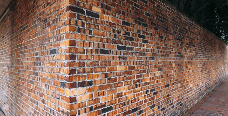 Perspective, Side View of Old Red Brick Wall Texture Background Stock ...