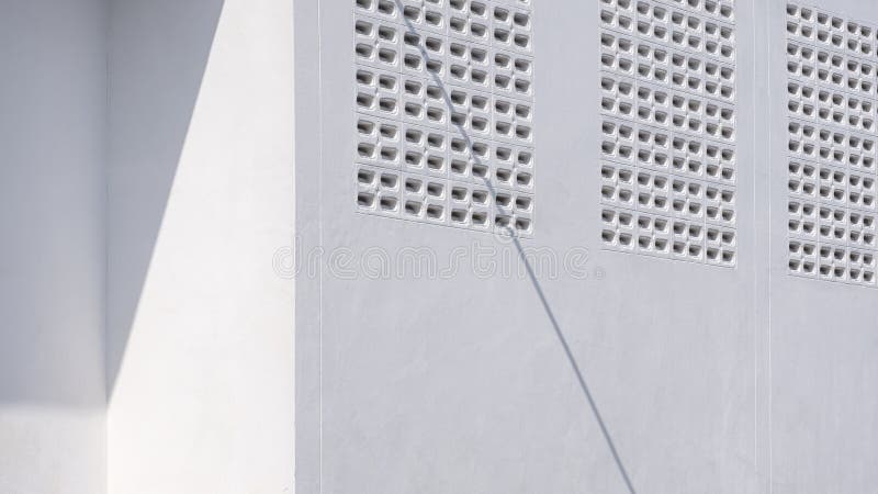 Perspective Side View of Ventilation Blocks on White Storage Wall with ...