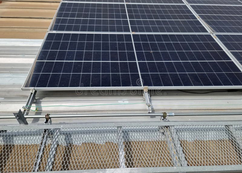 The Perspective of Solar Rooftop System Installation. Stock Photo ...