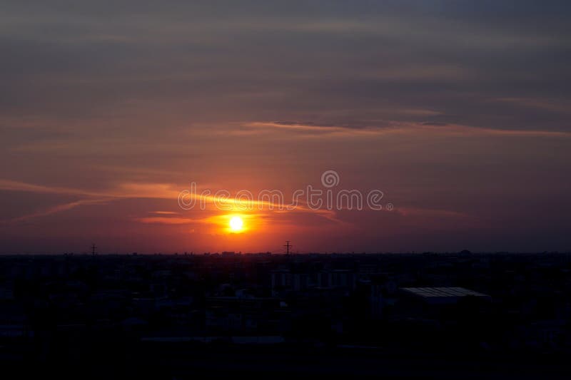 The Perspective of Sunset with Clouds in the Sky Stock Image - Image of ...