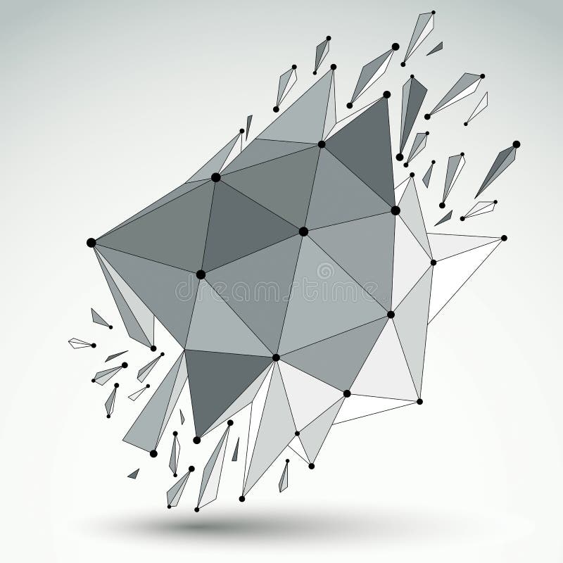 Perspective Technology Demolished Shape with Black Lines and Dot Stock ...