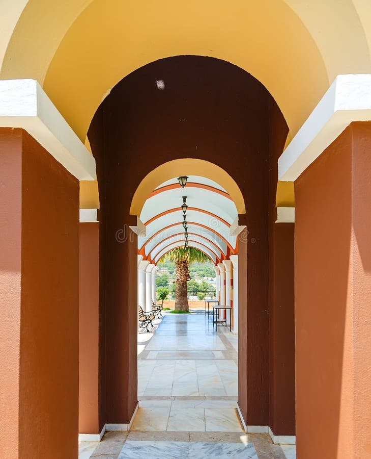 Perspective View of an Arched Passage in the Ancient Monastery Stock ...