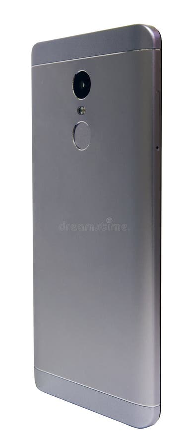 Perspective View of Back Side of Gray Modern Smartphone Isolated on ...