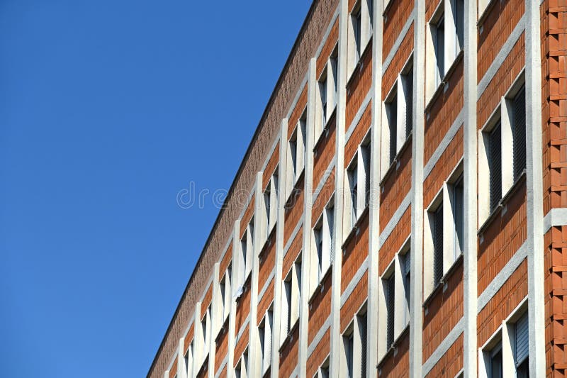 Perspective View from Below of Building Facade Under Blue Sky Stock ...