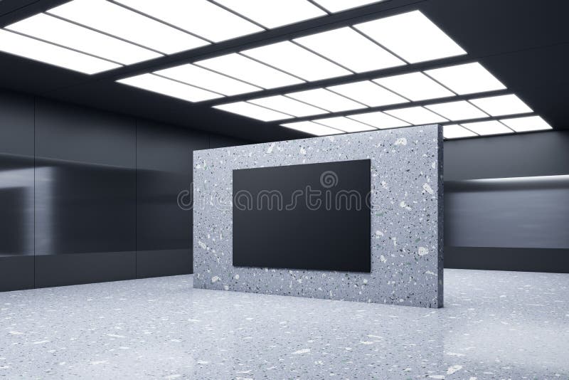 Perspective View on Blank Black Poster with Space for Your Logo or Text ...