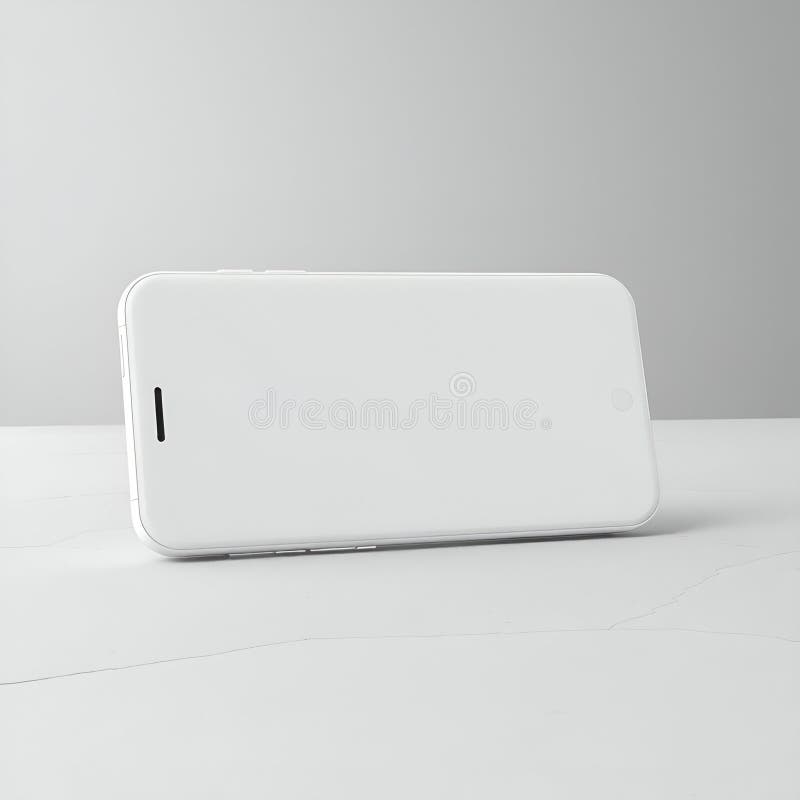 Perspective View of Blank White Cell Phone on Concrete Surface Stock ...