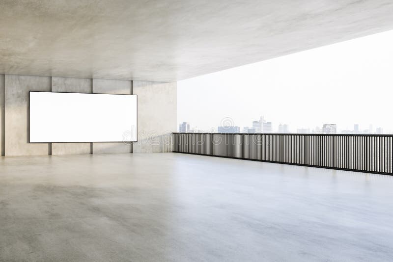 Perspective View on Blank White Poster on Beige Stone Wall in Empty ...