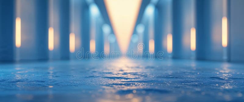 Perspective View of Blue Textured Corridor with Diminishing Point of ...