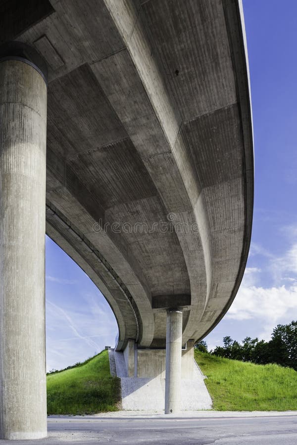 Perspective View of the Bottom Side of a Concrete Bridge and the Ramp ...