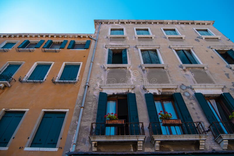 Perspective View of Building in the Streets of Venice, Italy Stock ...