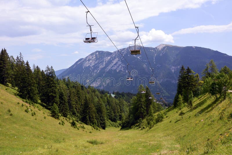 A Perspective View of a Cable Car on a Mountain in a Summer Mountain ...