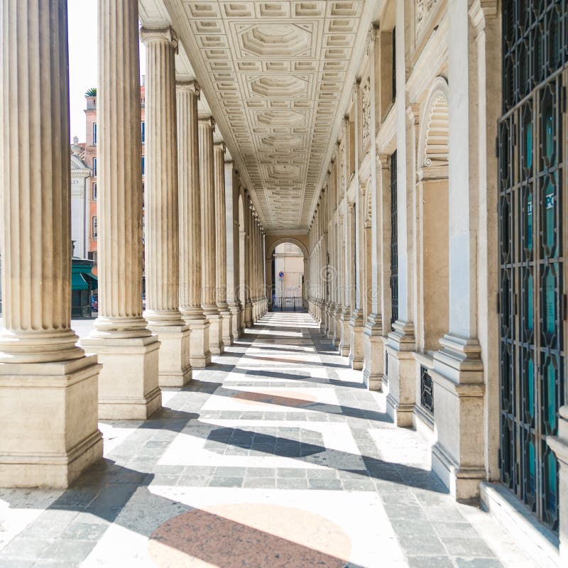 Perspective View of Classic Roman Colonnade. Architectural Details of ...