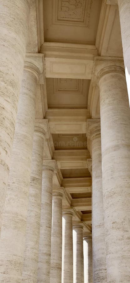 Perspective View of Classical Stone Columns with Intricate Ceiling ...