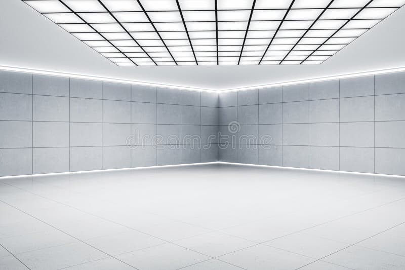 Perspective View on the Corner in Empty Industrial Style Hall Area with ...