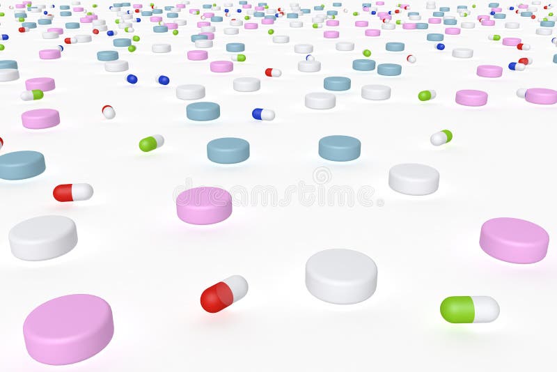 Perspective View of 3d Illustration of Drugs with Various Shapes and ...