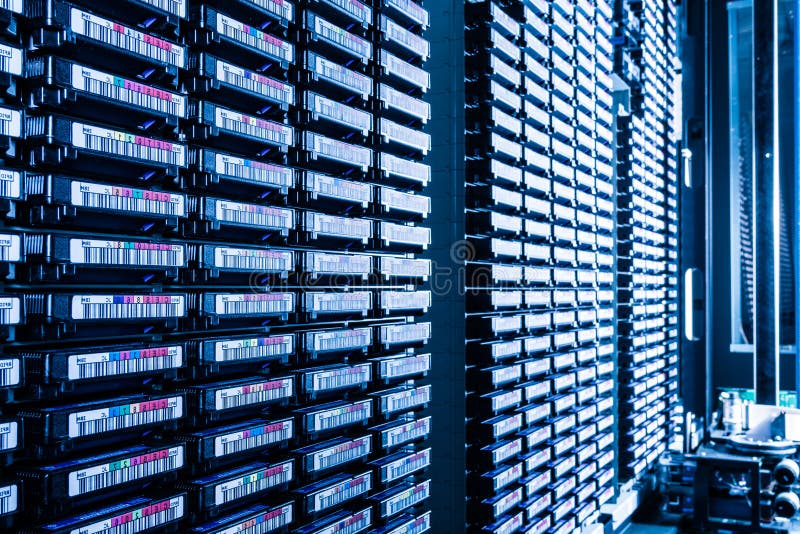 Perspective View of Data Storage Servers Stock Photo - Image of blue ...