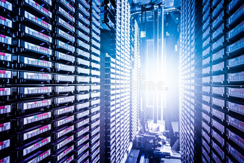 Perspective View of Data Storage Servers Stock Photo - Image of center ...