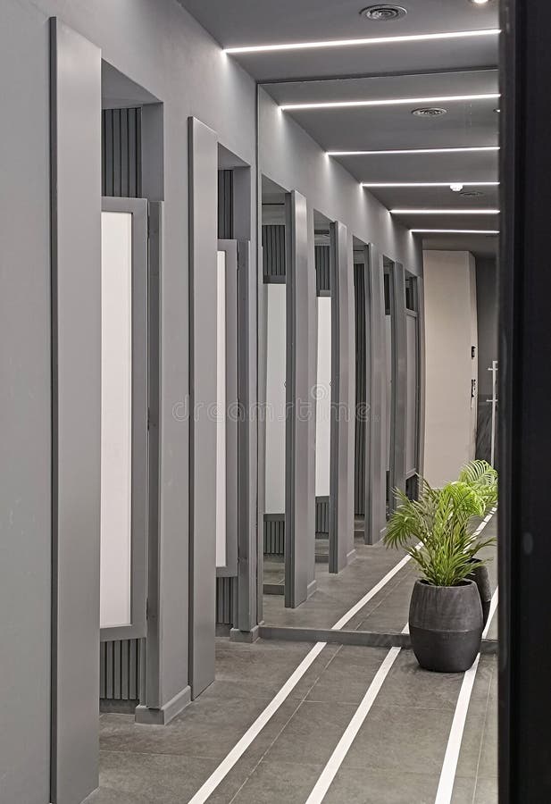 Perspective View of Empty Fitting Rooms in a Store Stock Image - Image ...