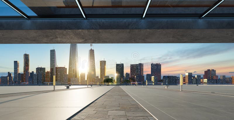 Modern Rooftop Solar Panel Installation with a City Skyline in the ...