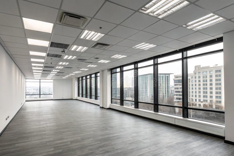 Perspective View of Empty Space with Classic Office Room Stock ...