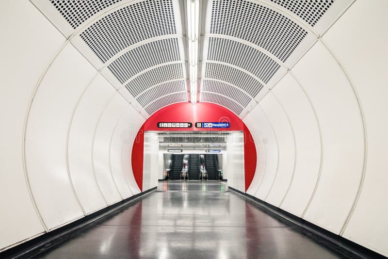 Subway Station Walkway Tunnel. Stock Image - Image of perspective ...