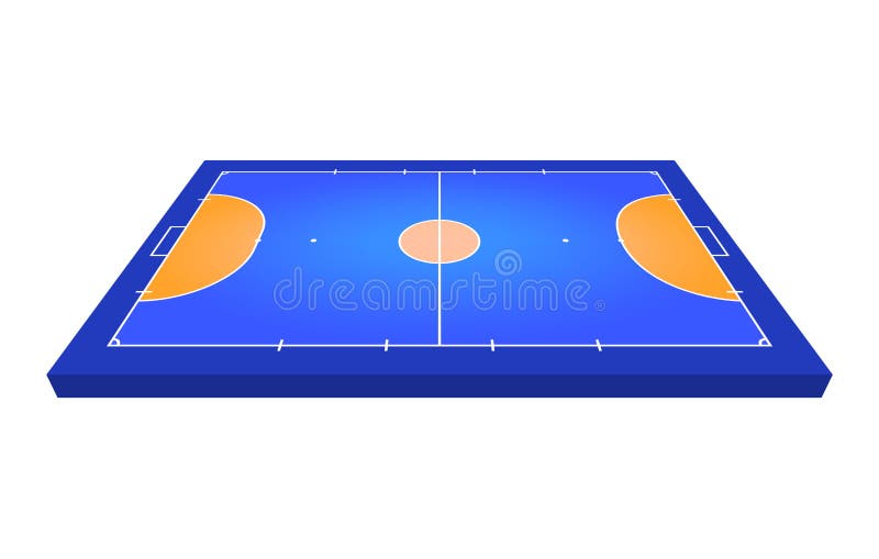 Perspective View Field for Futsal. Orange Outline of Lines Futsal Field ...