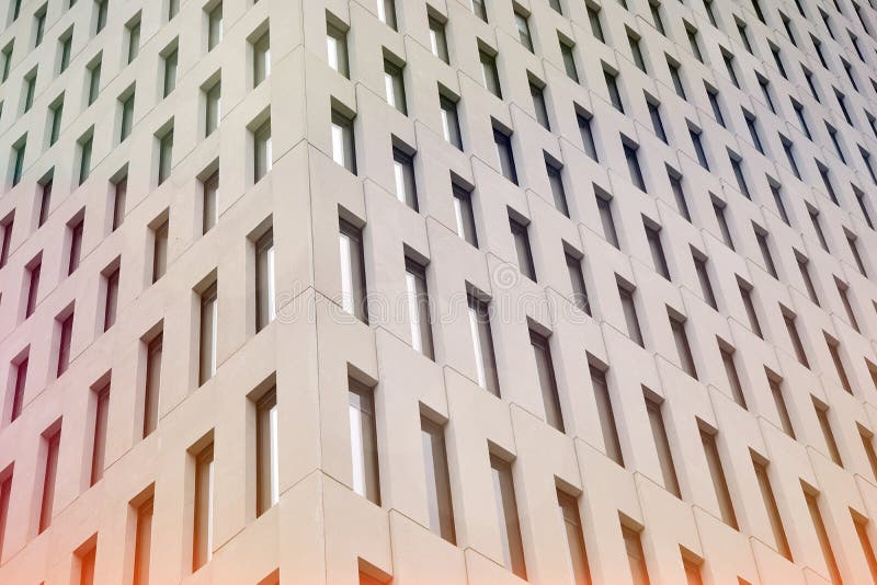 Perspective View of Geometric Angular Concrete Windows on the Facade of ...