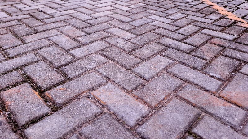 Perspective View of Herringbone Cobblestone Pavement Stock Photo ...