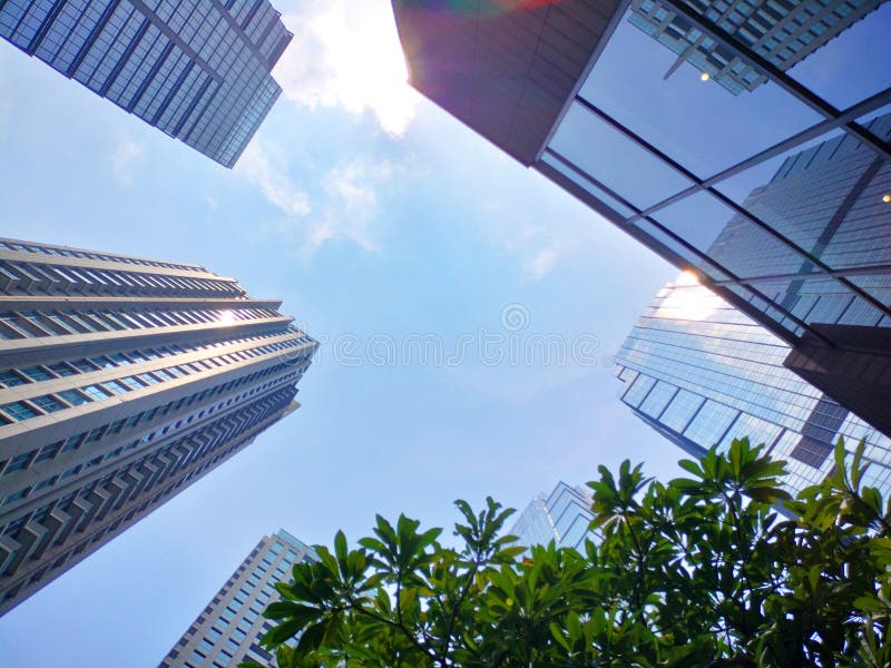 Perspective View of High Rise Buildings and Blue Sky Stock Photo ...