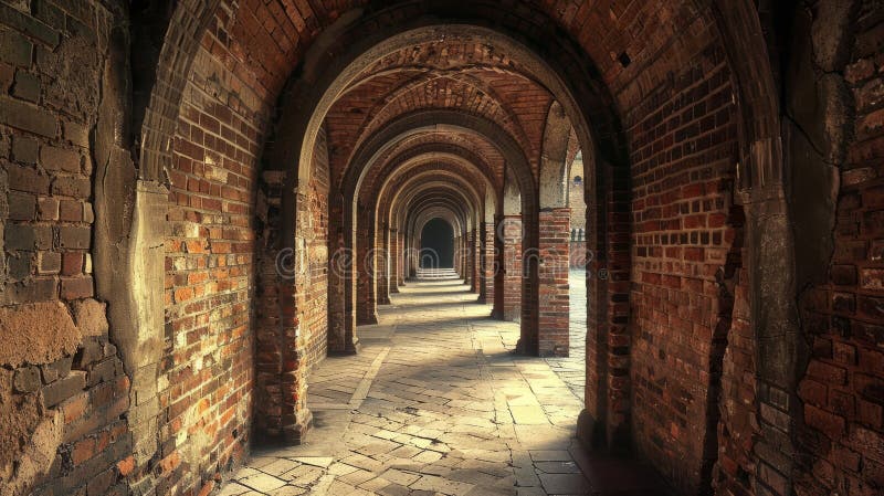 Perspective View of a Historic Brick Passageway in an Ancient Structure ...