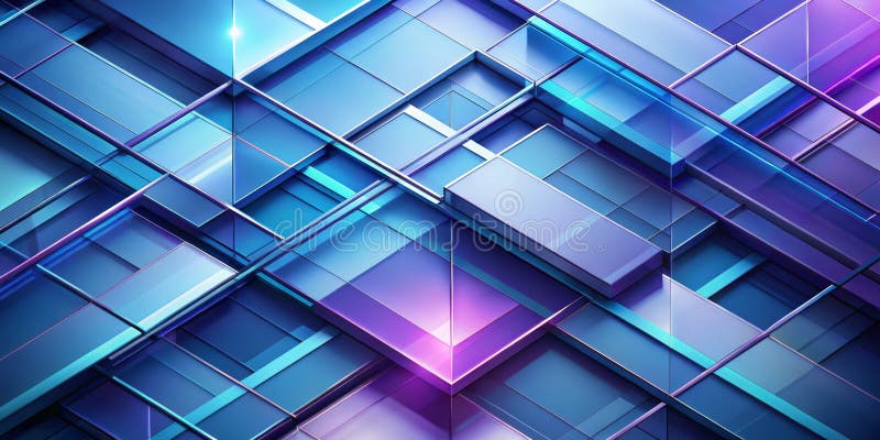 Perspective View Interlocking Blue and Purple Geometric Forms Stock ...