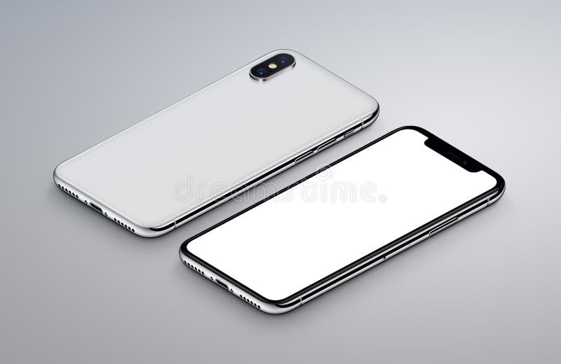 New White Smartphone Similar To IPhone X Mockup Front and Back Sides ...