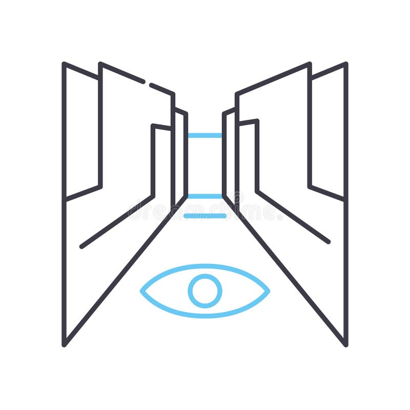 Perspective View Line Icon, Outline Symbol, Vector Illustration ...