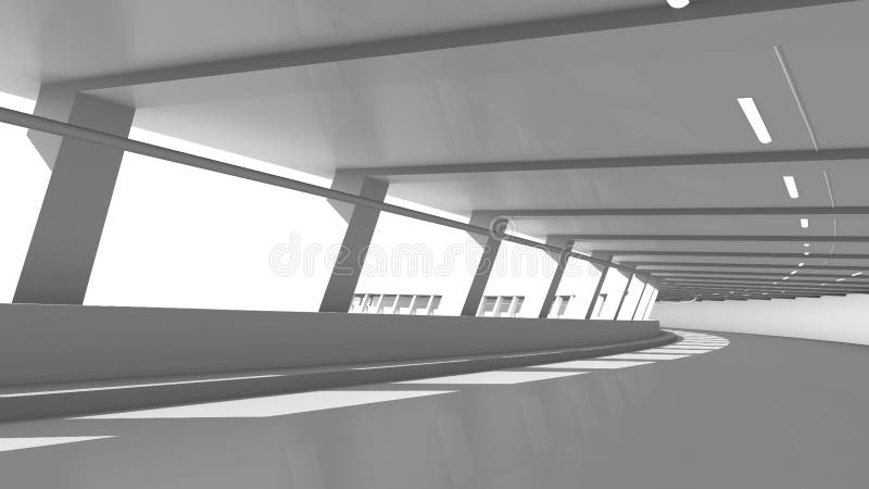 Perspective View of White Empty Room or Hall Camera Zoom in. 3D ...