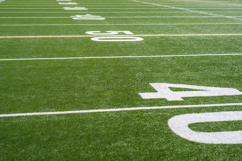 Perspective View Looking Down Football Field Stock Photo - Image of ...