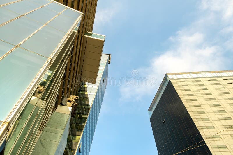 Perspective View of Modern High-rise Glass Skyscraper Building Stock ...