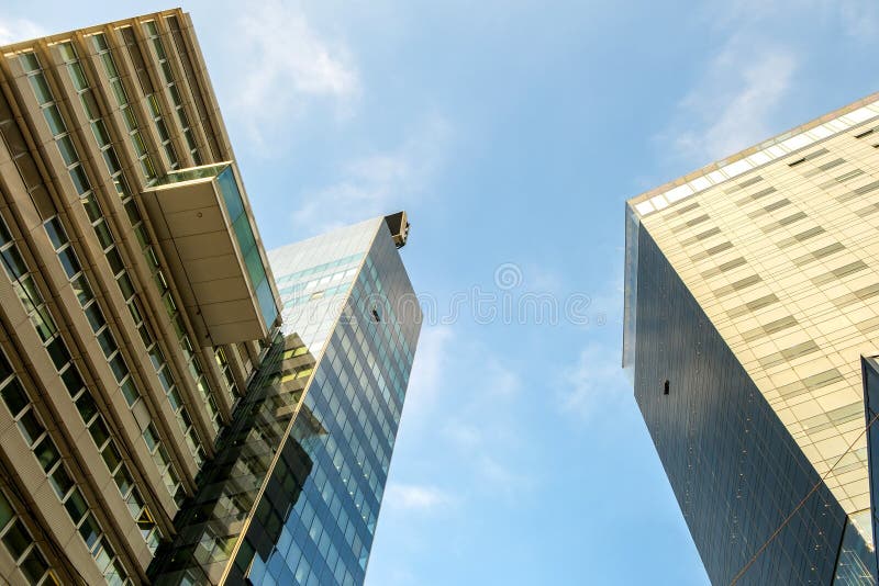 Perspective View of Modern High-rise Glass Skyscraper Building Stock ...