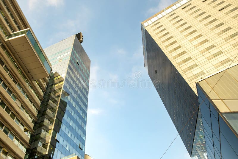 Perspective View of Modern High-rise Glass Skyscraper Building Stock ...