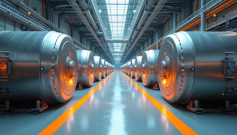 Perspective View of Modern Nuclear Power Plant Interior with Small ...