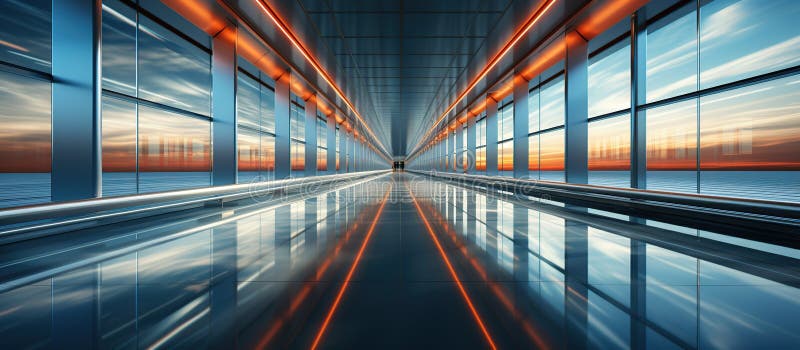 Perspective View of Modern Office Building at Night Stock Illustration ...