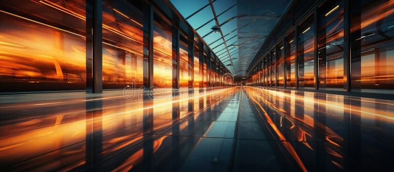 Perspective View of Modern Office Building at Night Stock Illustration ...