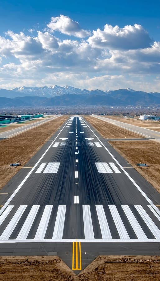 Perspective View of a Modern Runway with Advanced Air Transportation Facilities and Engineering ...